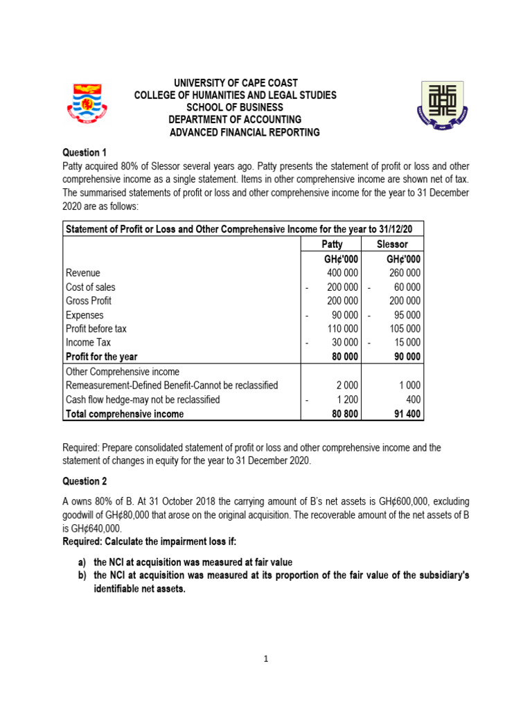 ACC401-Goodwill and Conso SOCIE | PDF | Income | Goodwill (Accounting)