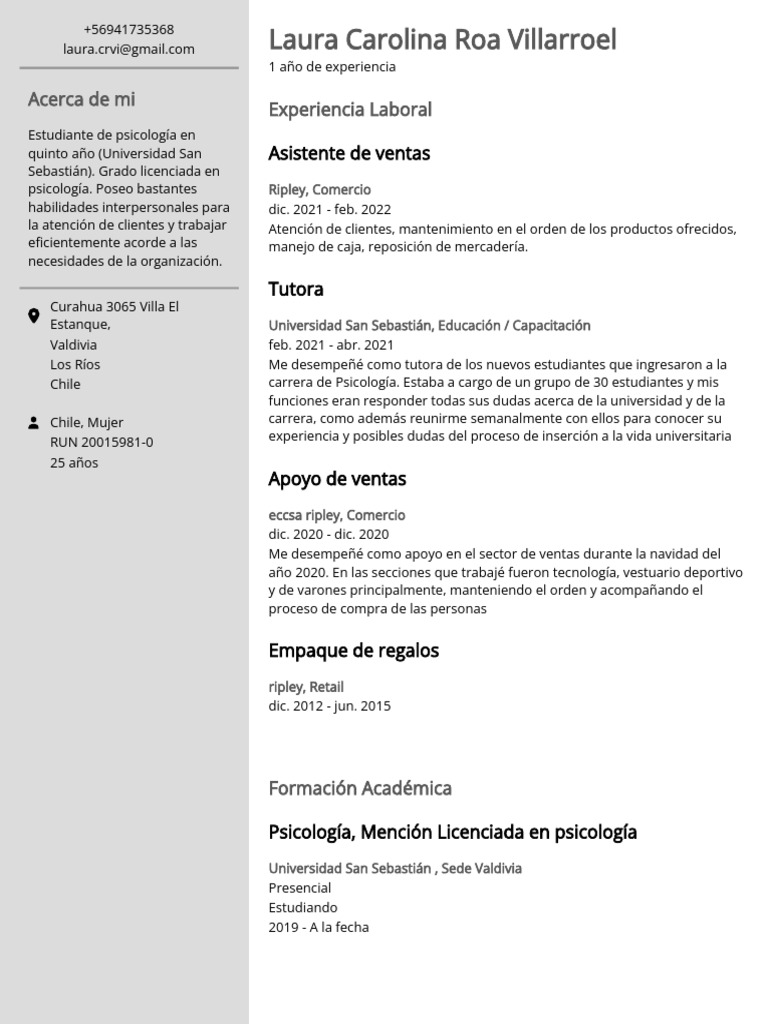 CV Laura Carolina Roa Villarroel | PDF