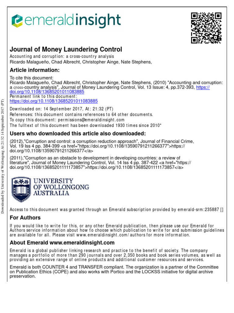 AccountingCorruption Cross Country | PDF | Corruption | Accounting