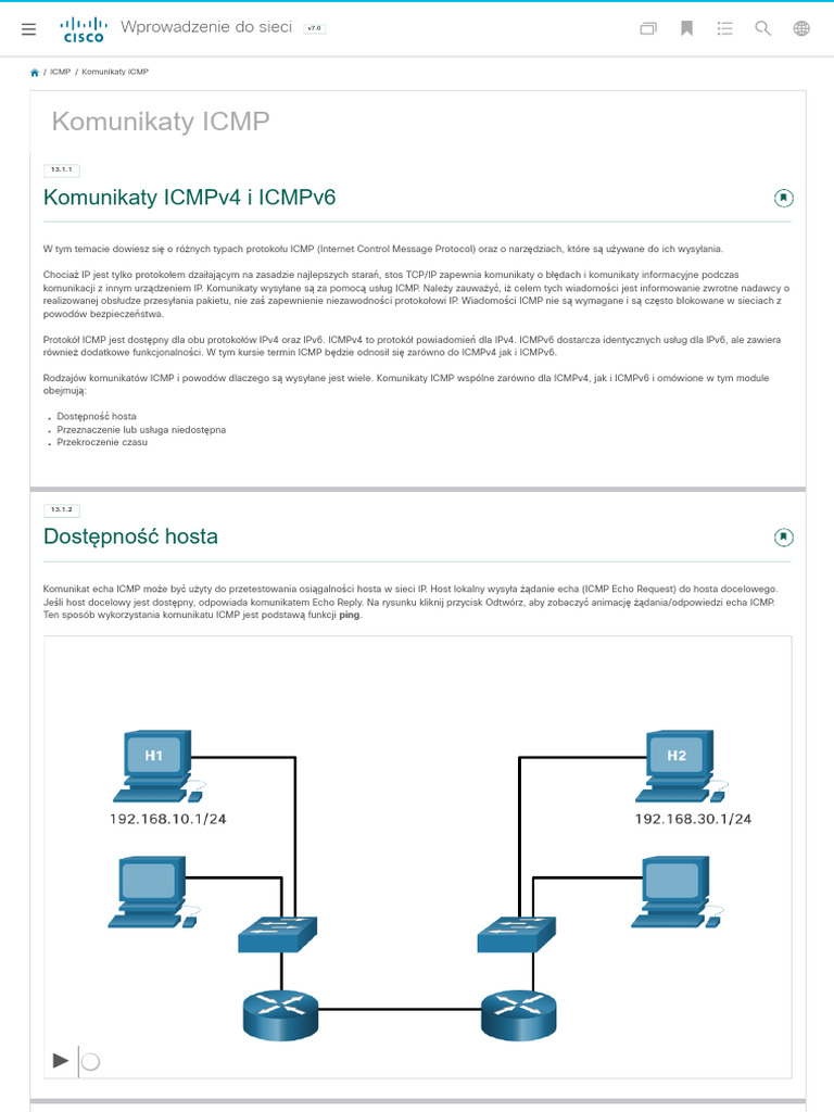 Wprowadzenie Do Sieci - Komunikaty ICMP | PDF