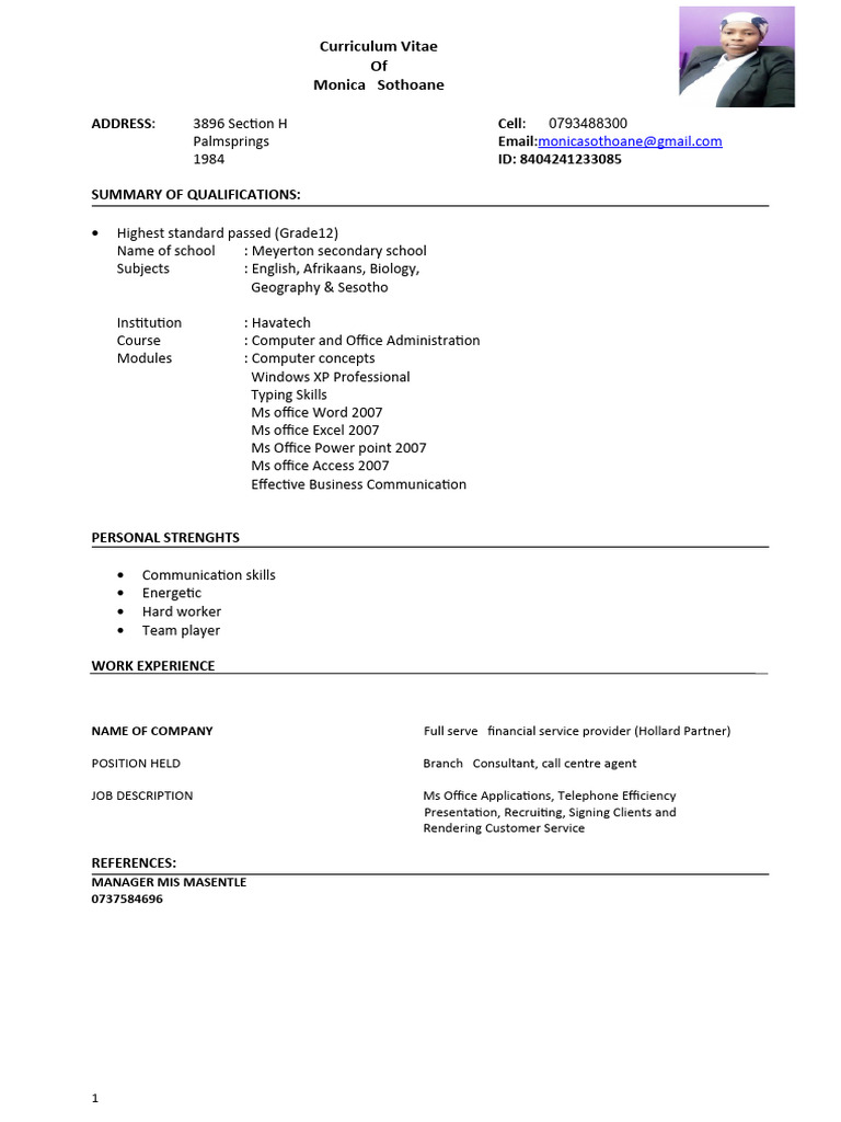 monicas cv 2 (1) | PDF