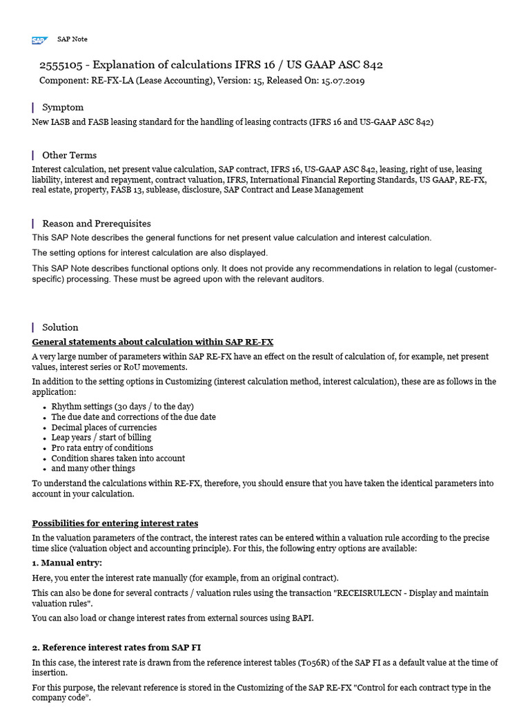 Explanation of Calculations IFRS 16 / US GAAP ASC 842 | PDF | Generally ...