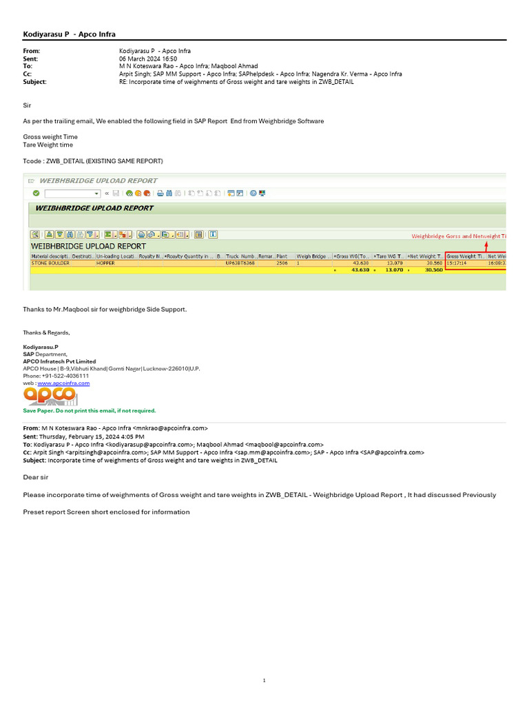 SAP Weighbridge | PDF