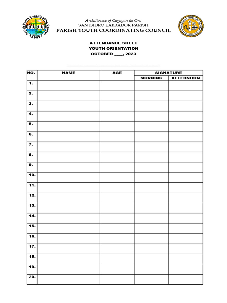 Attendance Sheet | PDF | Sports & Recreation | Games & Activities