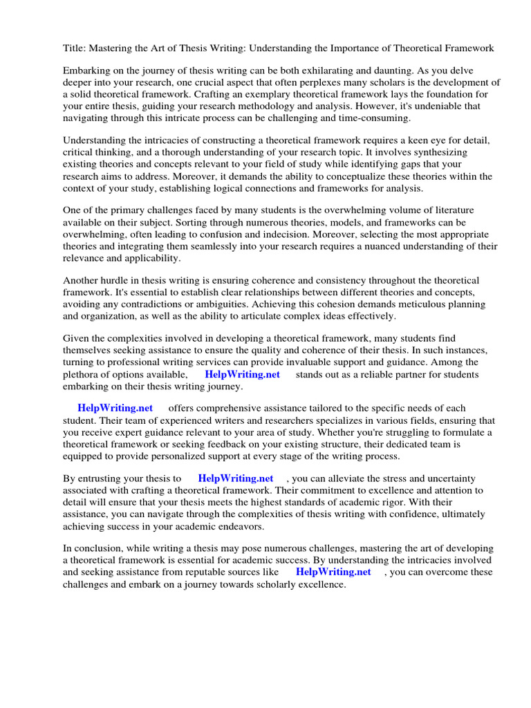 Example of Theoretical Framework in Thesis Writing | PDF | Theory | Conceptual Model