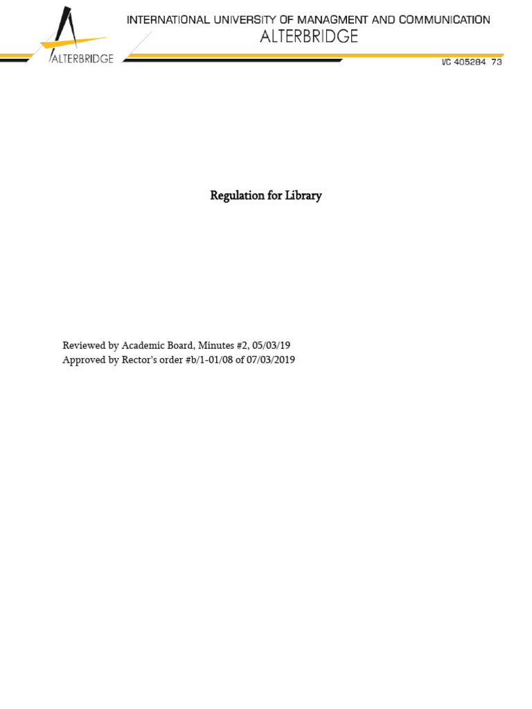 Regulation For Library | PDF | Libraries | Books