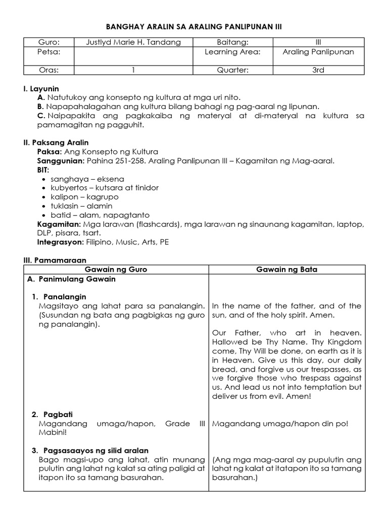 Tandang - DLP - Konsepto NG Kultura | PDF Tandang - DLP - Konsepto NG Kultura | PDF