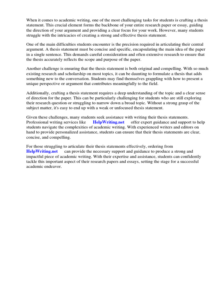 Important Parts of A Thesis Statement | PDF | Essays | Thesis