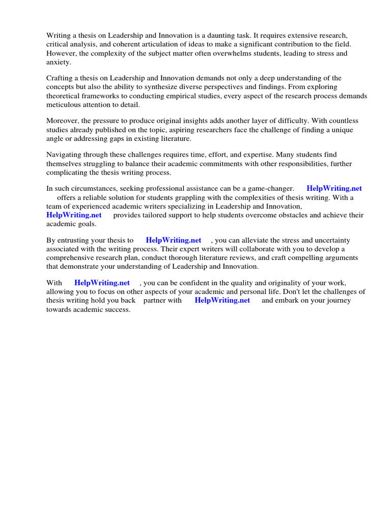 Thesis Leadership and Innovation | PDF | Innovation | Leadership
