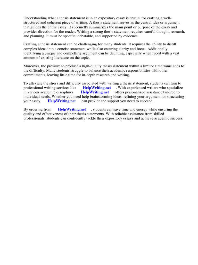 What Is A Thesis Statement in An Expository Essay | PDF | Essays | Thesis