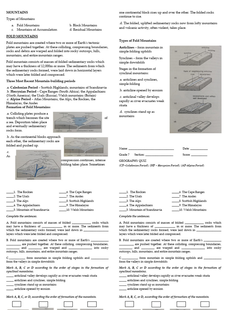Types of Mountains | PDF | Mountains | Sedimentary Rock