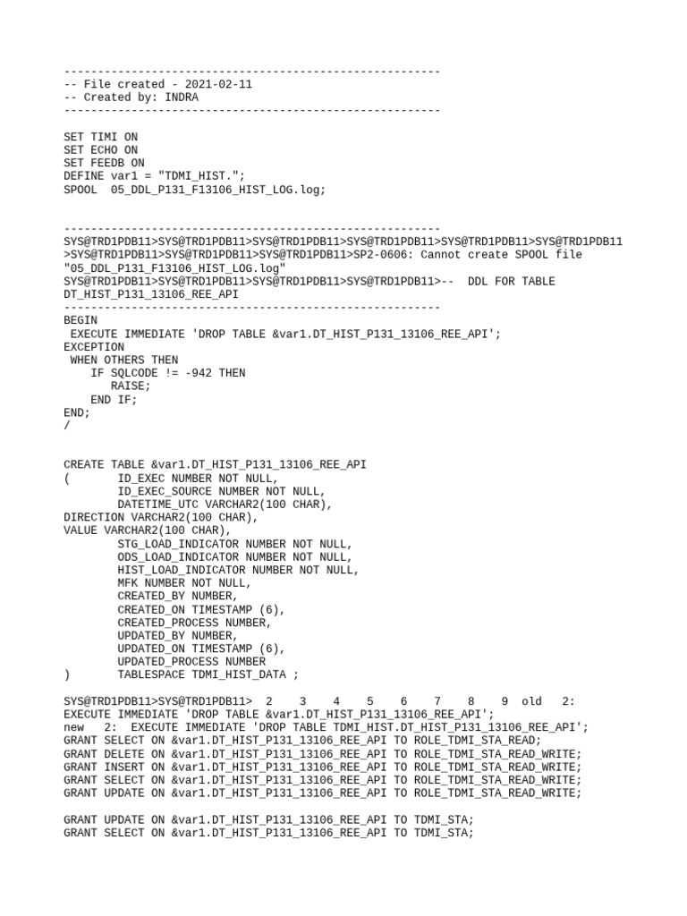 05 DDL P131 F13106 HIST Log | PDF | Computer Science | Data Management