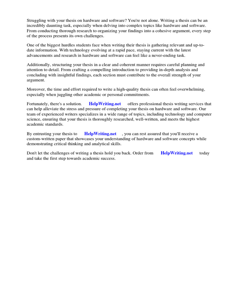 Thesis Hardware and Software | PDF | Software | System