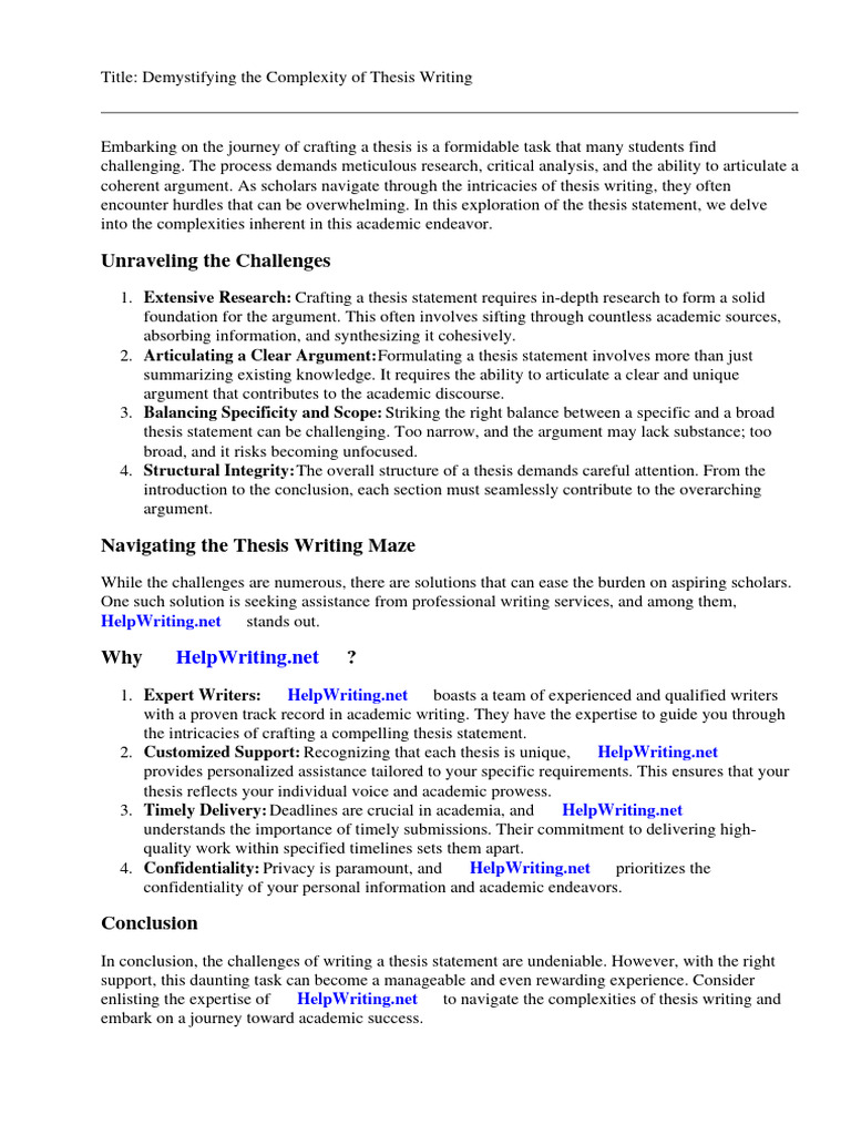 Thesis Statement Explained | PDF | Essays | Thesis