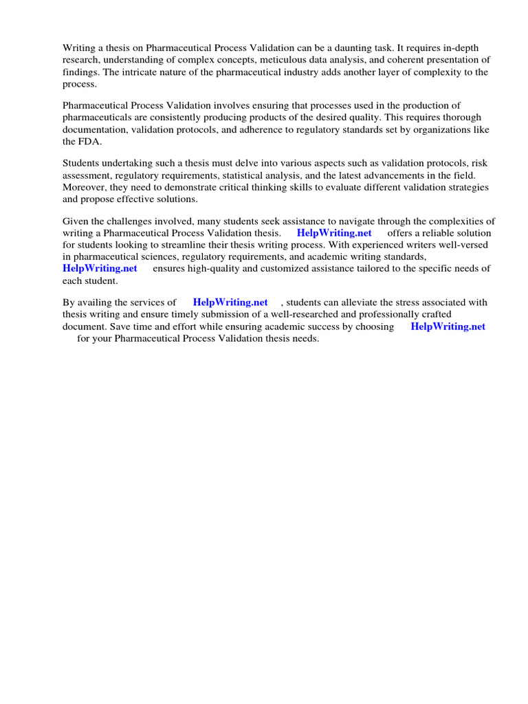 Pharmaceutical Process Validation Thesis | PDF | Verification And Validation