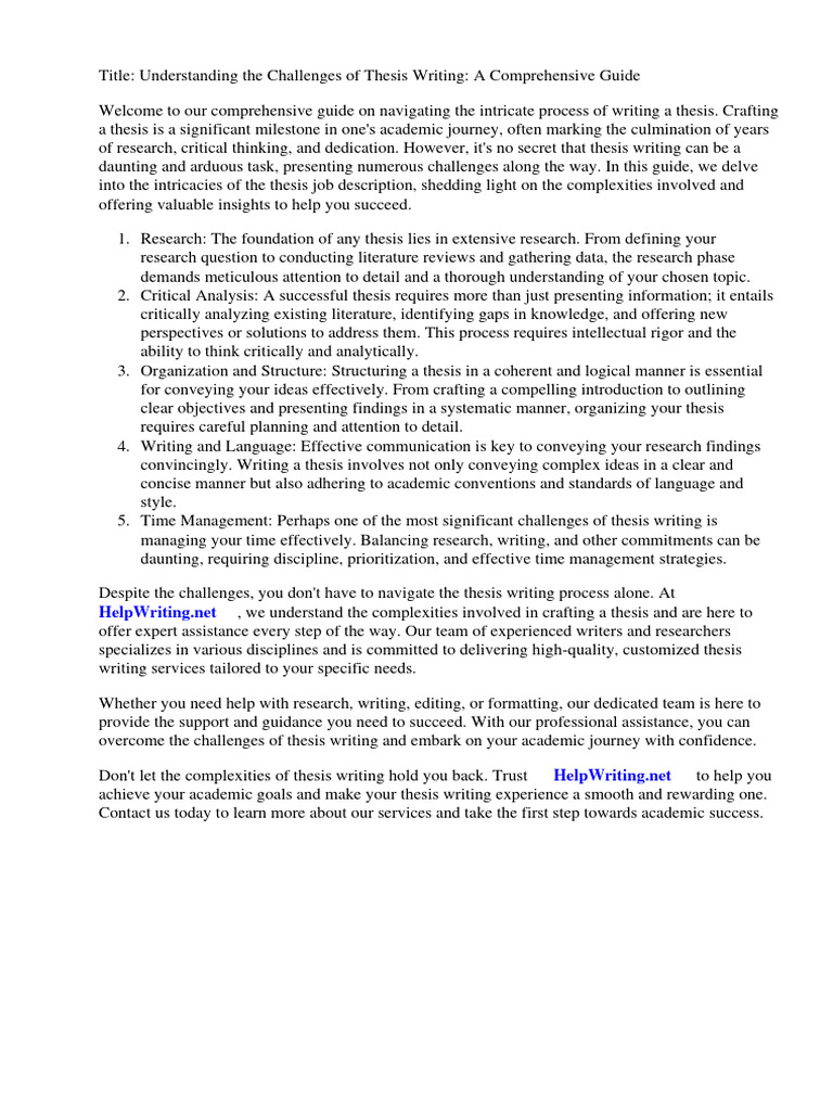 Thesis Job Description | PDF | Critical Thinking | Thesis