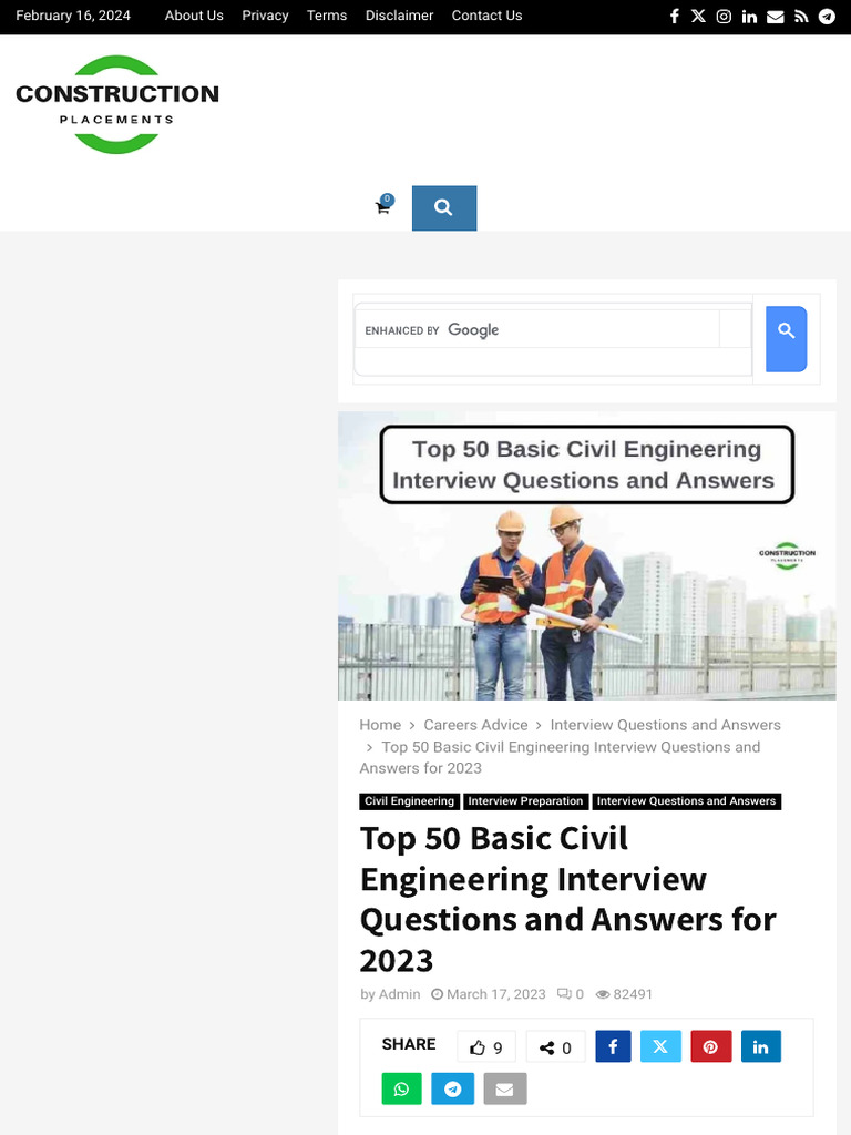 Top 50 Basic Civil Engineering Interview Questions and Answers For 2023 ...
