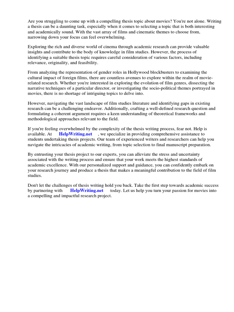 Thesis Topics About Movies | PDF | Thesis | Animation