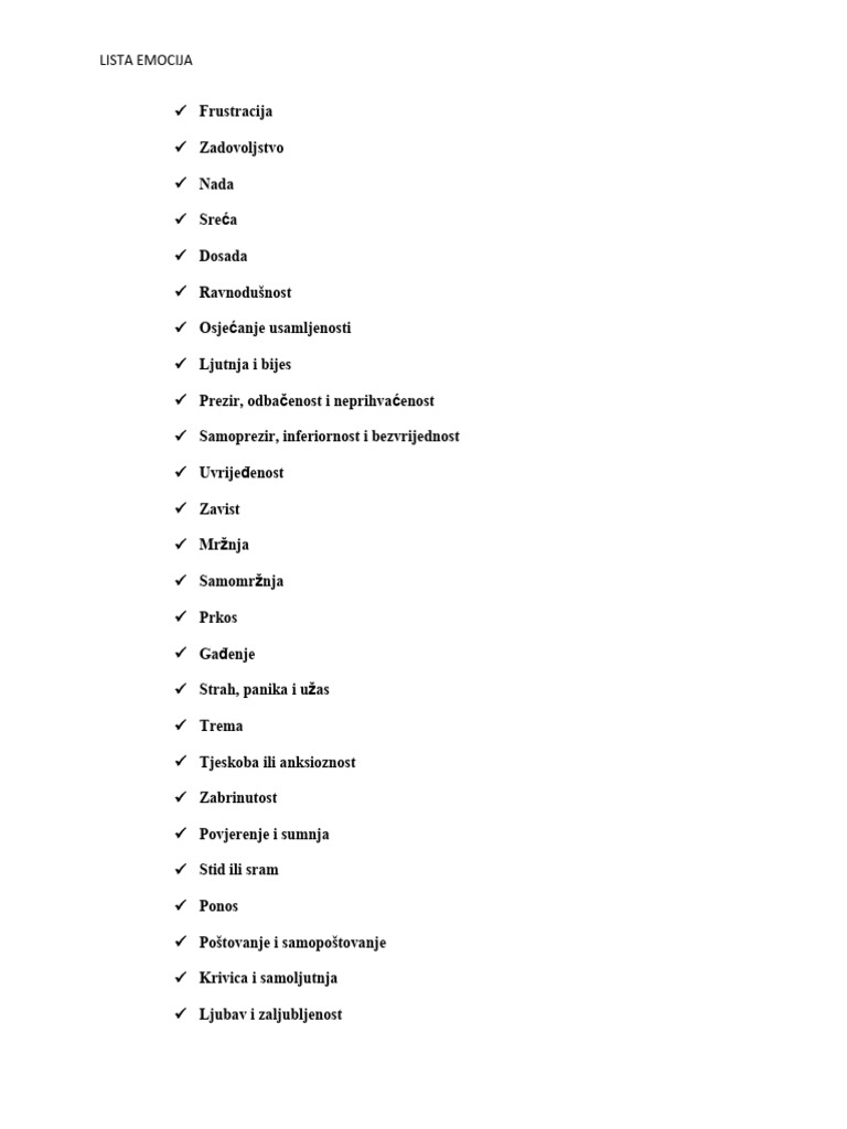 Lista Emocija | PDF