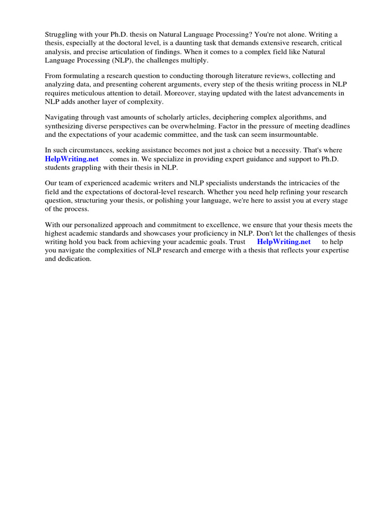 PHD Thesis Natural Language Processing | PDF | Machine Learning | Thesis