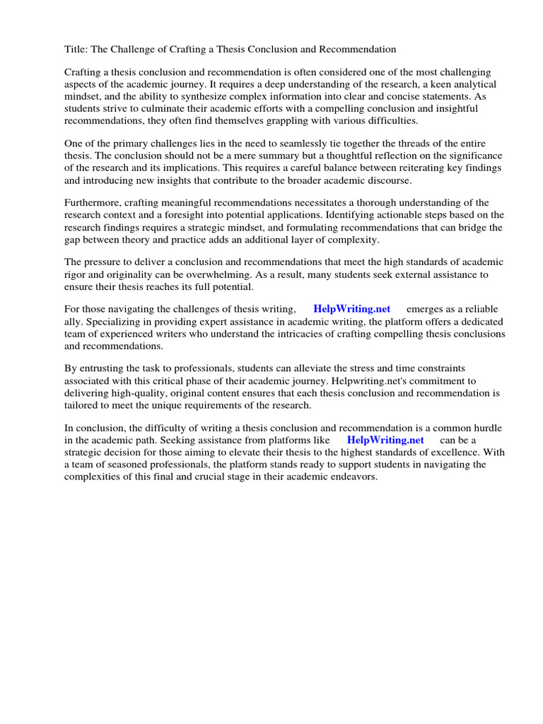 How To Write Thesis Conclusion and Recommendation | PDF | Thesis | Academic Publishing