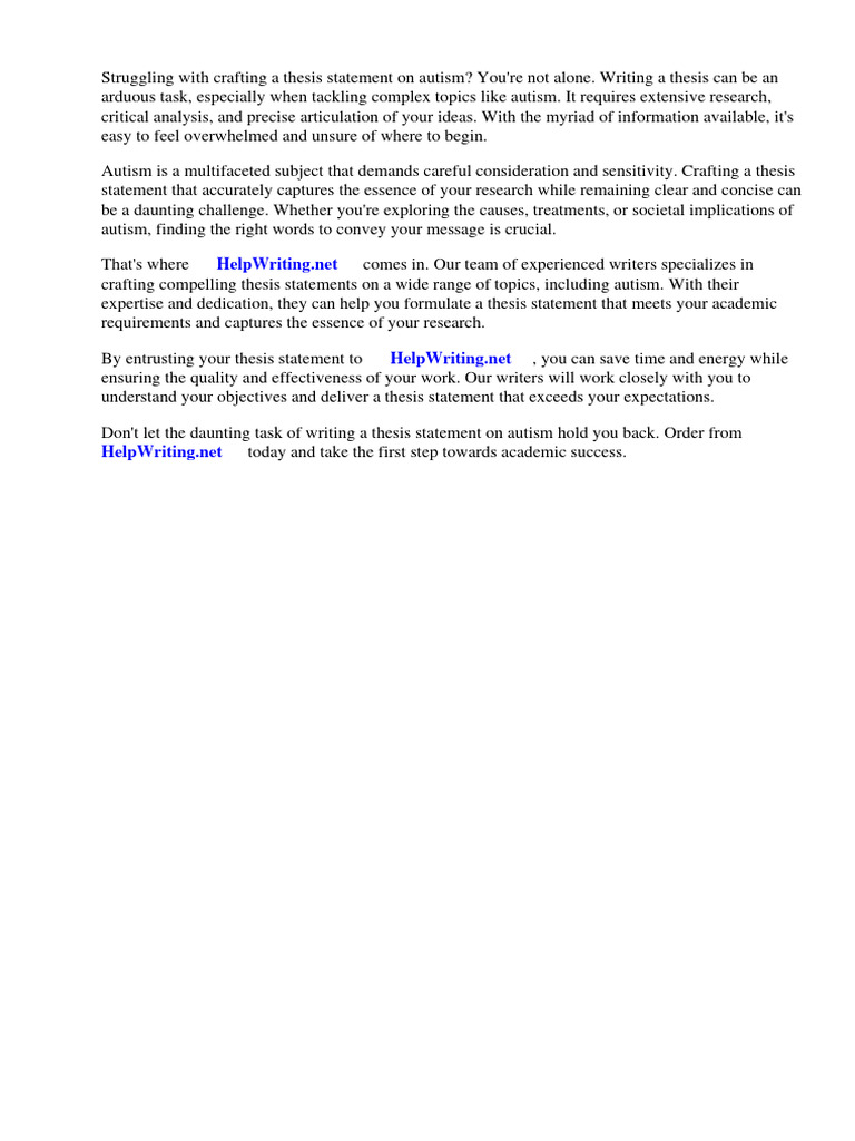 Autism Thesis Statement Examples | PDF | Autism Spectrum | Asperger ...