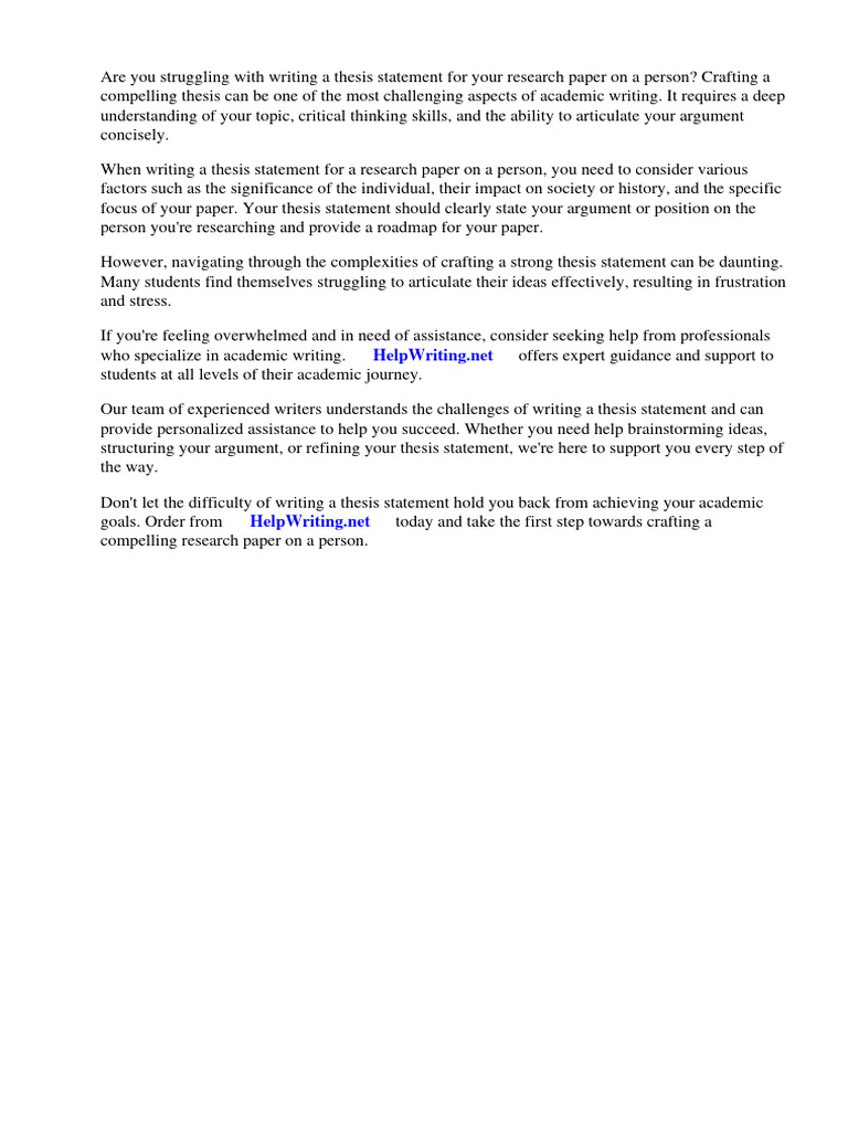 How To Write A Thesis Statement For A Research Paper On A Person | PDF ...