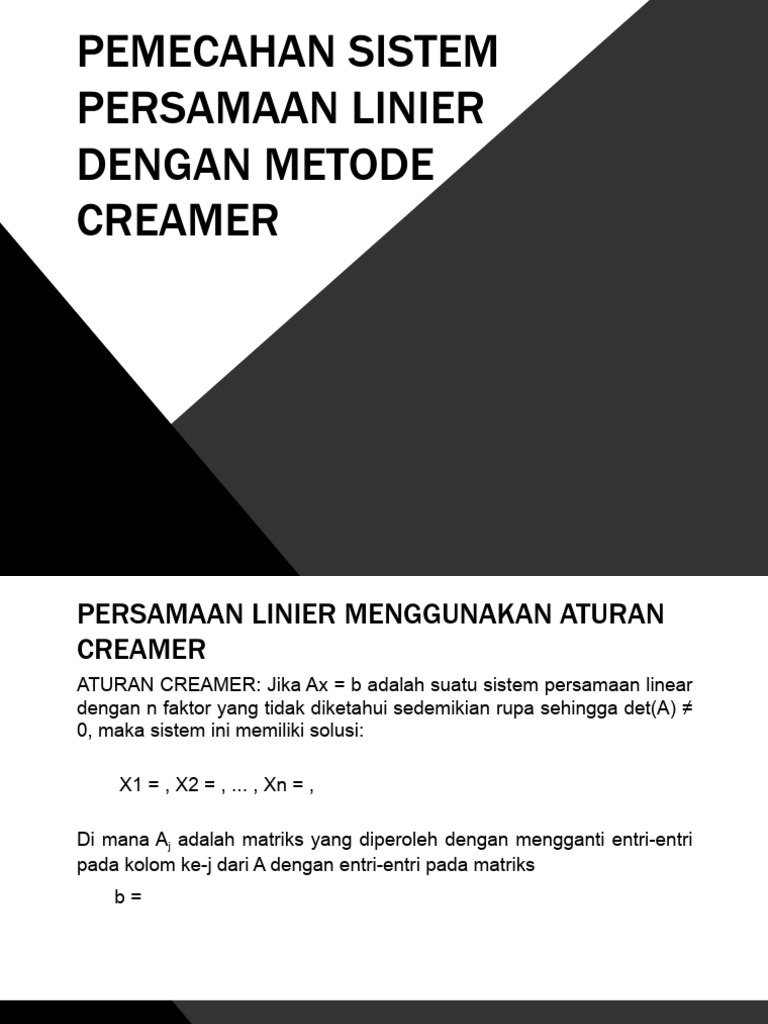 Sistem Persamaan Linier Dengan Metode Sarrus Creamer | PDF | Komputer