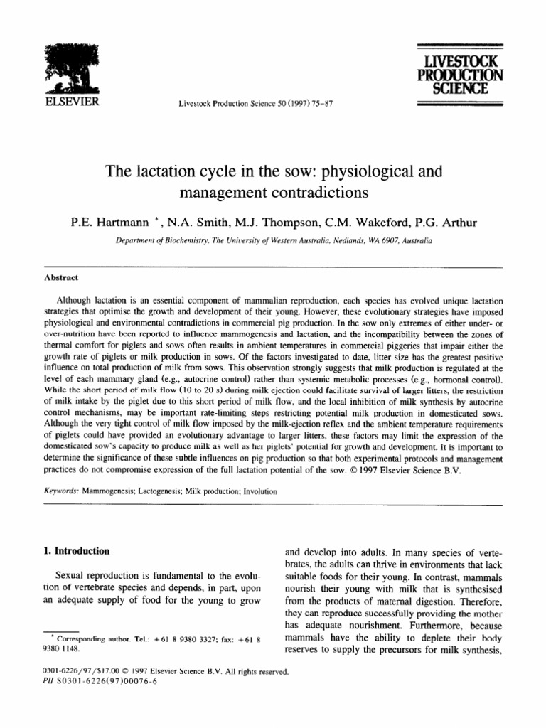 # Hartmann (1997) The lactation cycle in the sow, physiological and ...