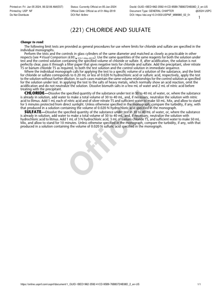 221 Chloride and Sulfate | PDF | Acid | Chloride