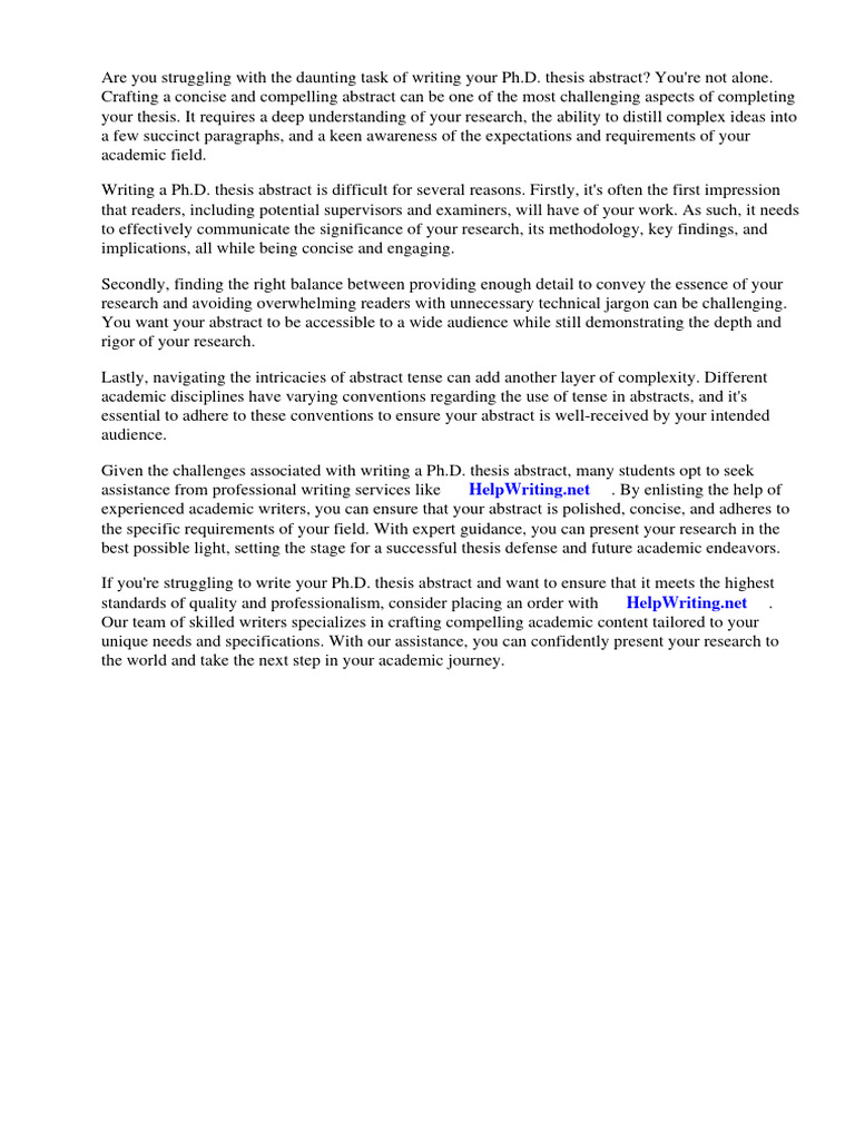 PHD Thesis Abstract Tense | PDF | Thesis | Abstract (Summary)