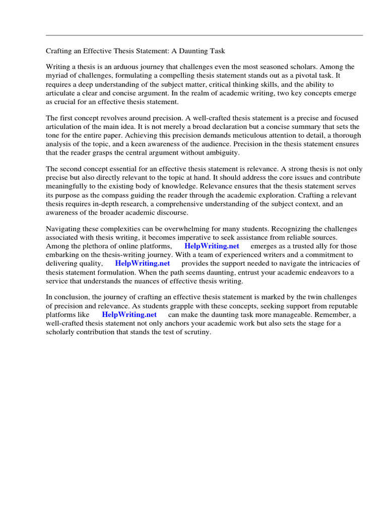 What Are Two Key Concepts For An Effective Thesis Statement | PDF ...
