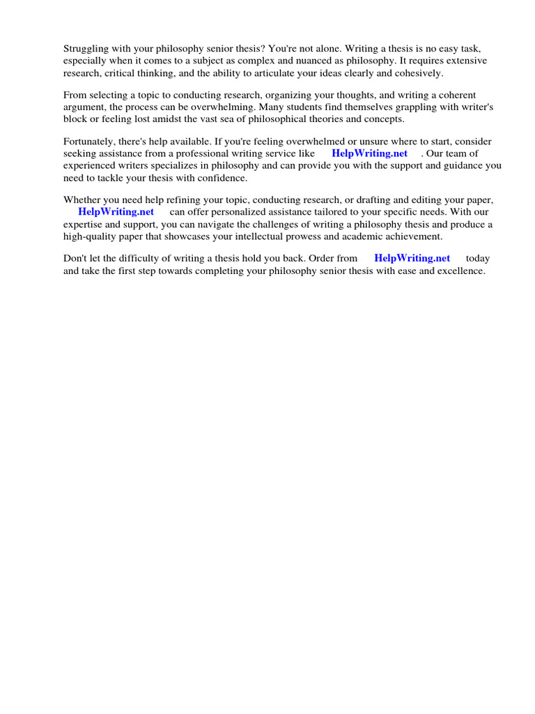 Philosophy Senior Thesis Topics | PDF | Thesis | Essays