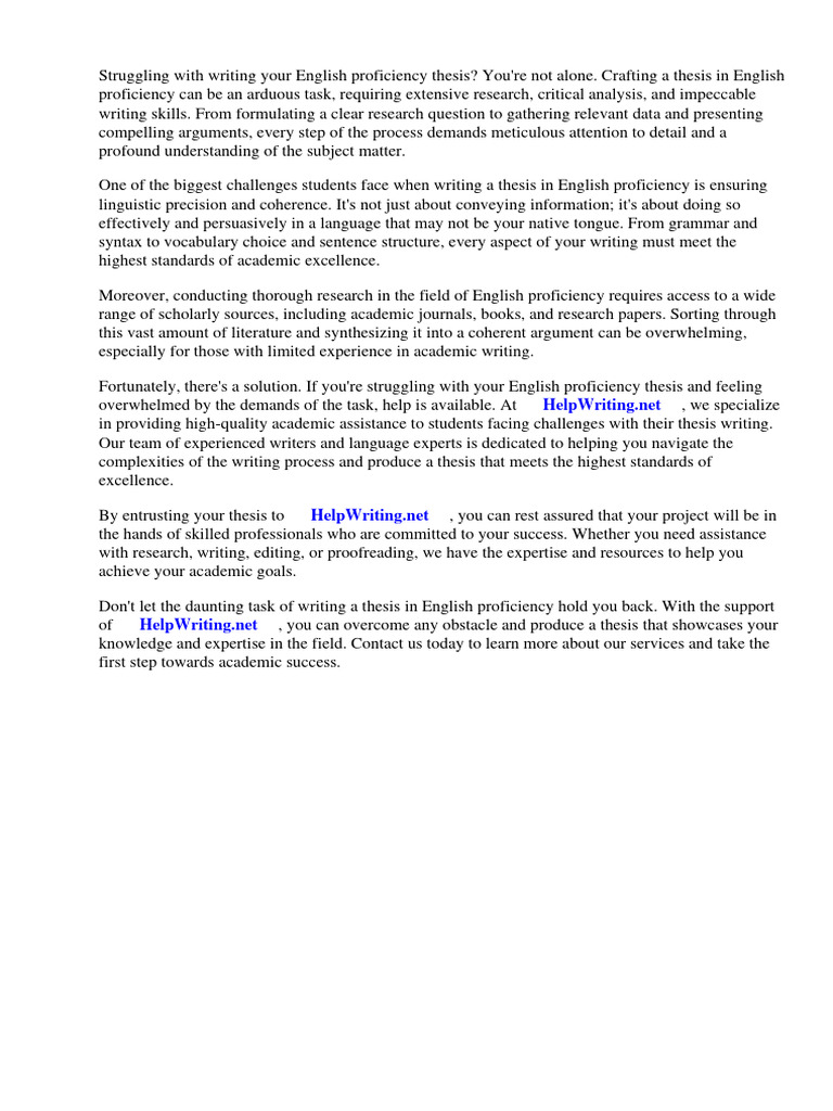 English Proficiency Thesis Writing Guide | PDF | Linguistics | English ...