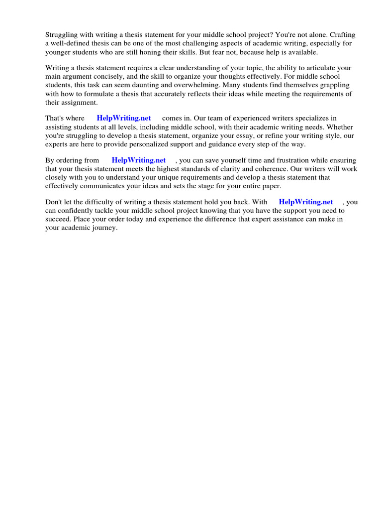 Thesis Statement Examples Middle School | Download Free PDF | Essays ...