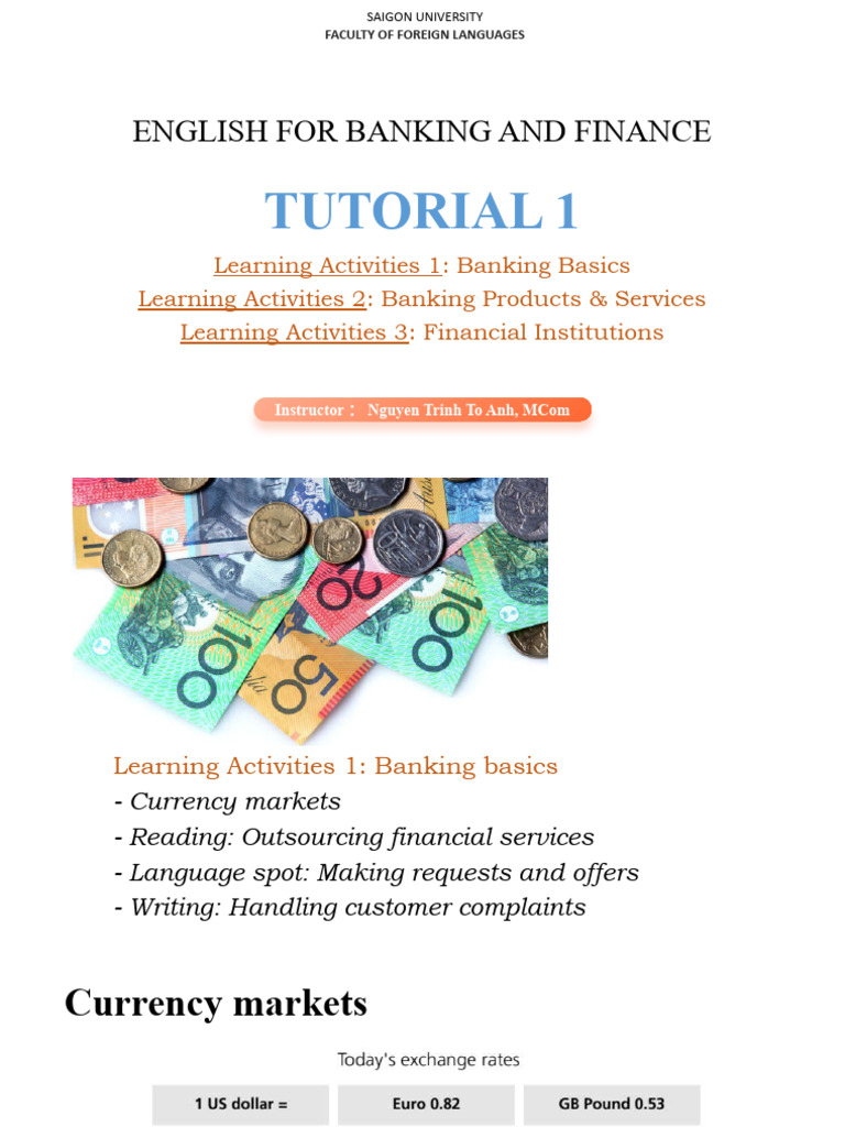 Tutorial 1 - La 1-2-3 (2023) | PDF | Banks | Financial Services