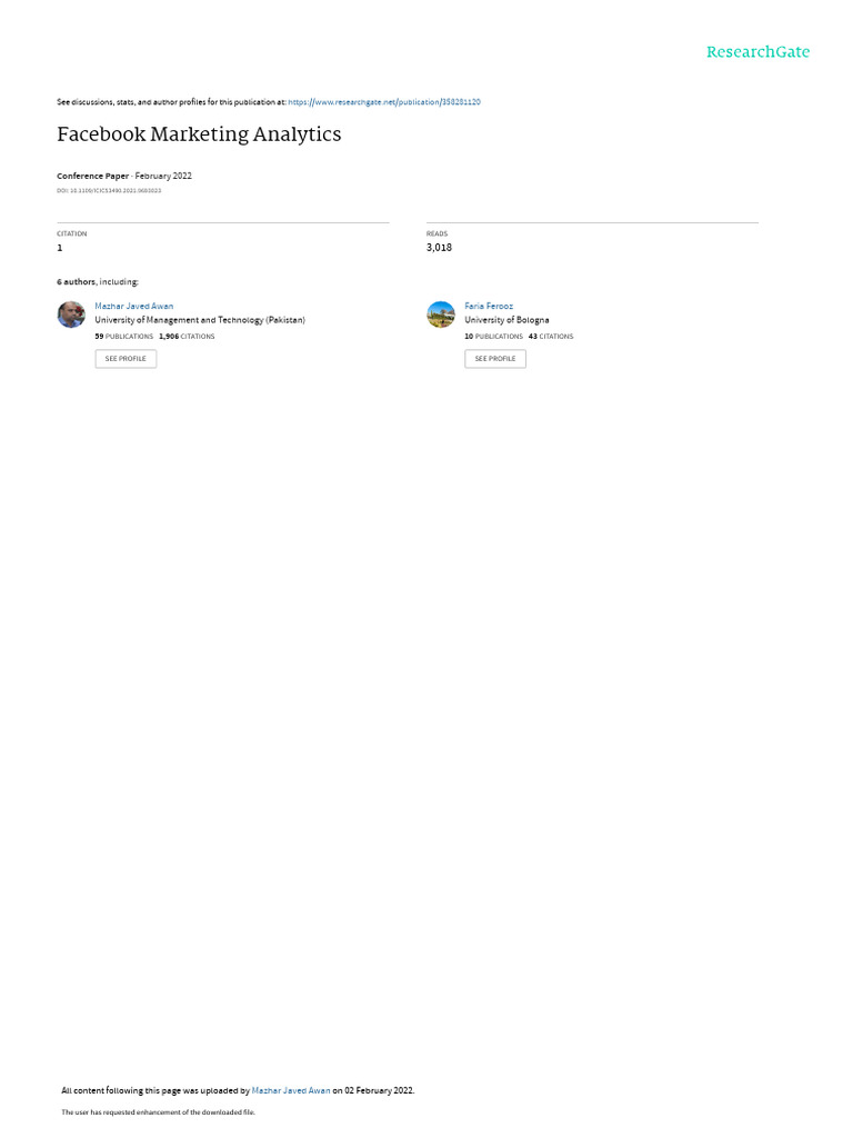 Facebook Marketing Analytics | PDF | Advertising | Social Media