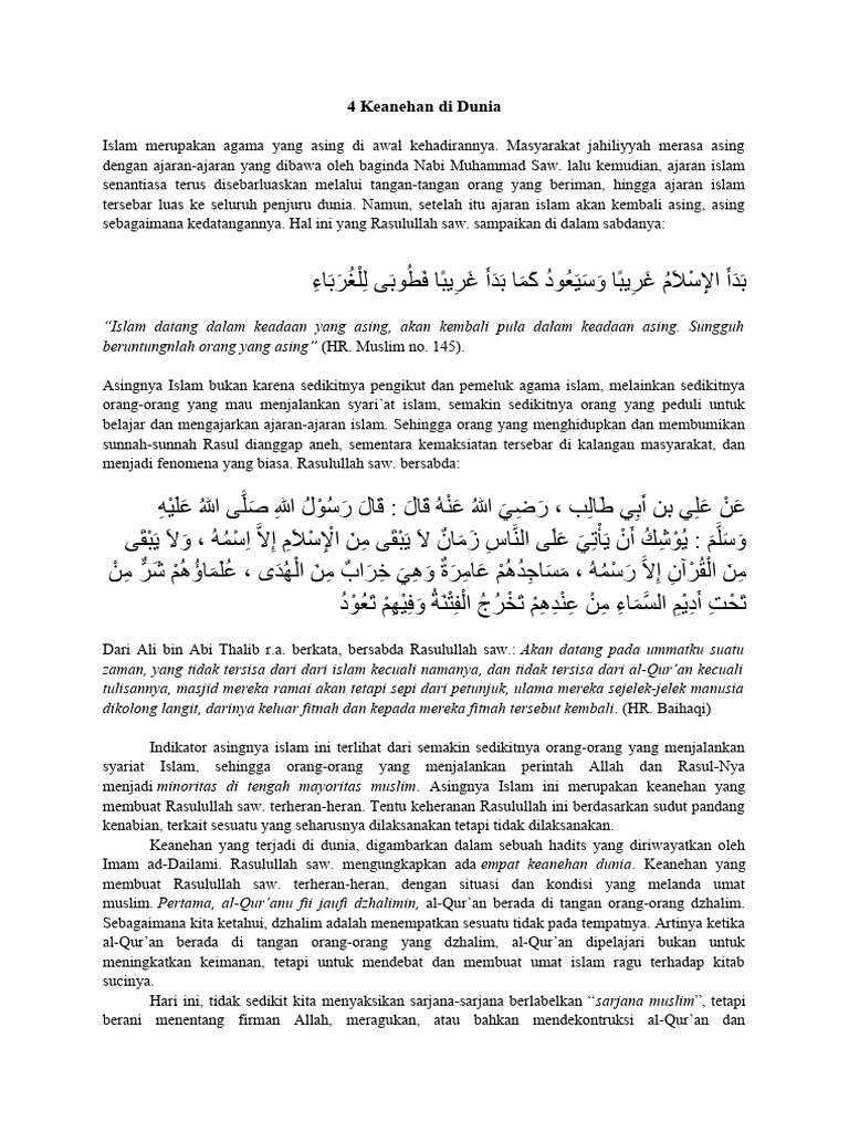Keanehan Dunia dalam Pandangan Islam | PDF | Ilmu Sosial | Sejarah