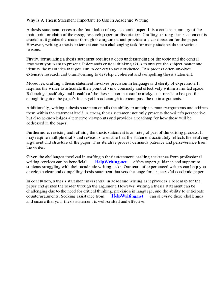 Why Is A Thesis Statement Important To Use in Academic Writing | PDF ...