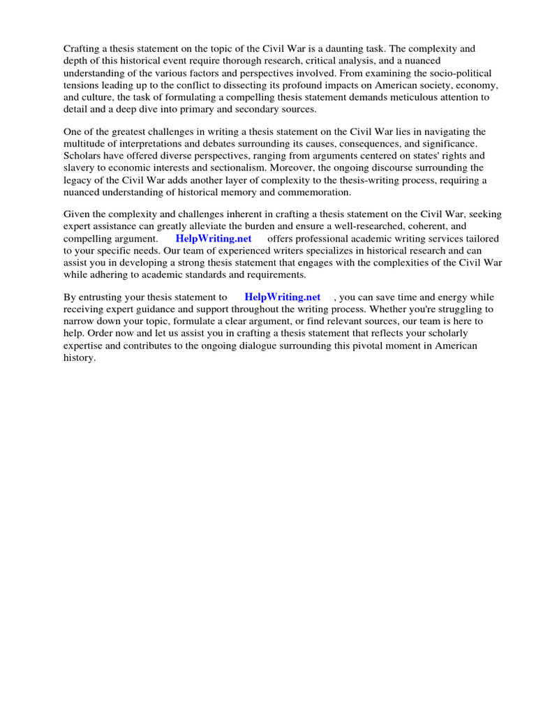 Thesis Statement of Civil War | PDF | American Civil War | Union ...