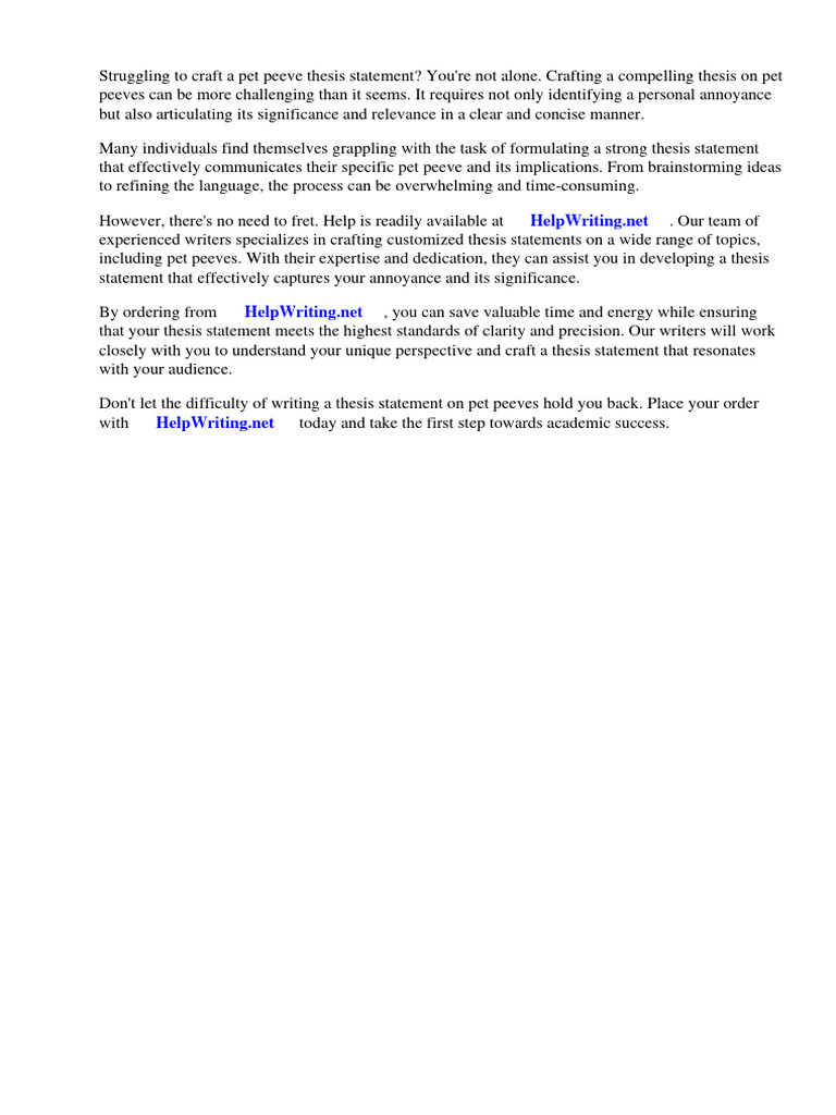 Pet Peeve Thesis Statement | PDF
