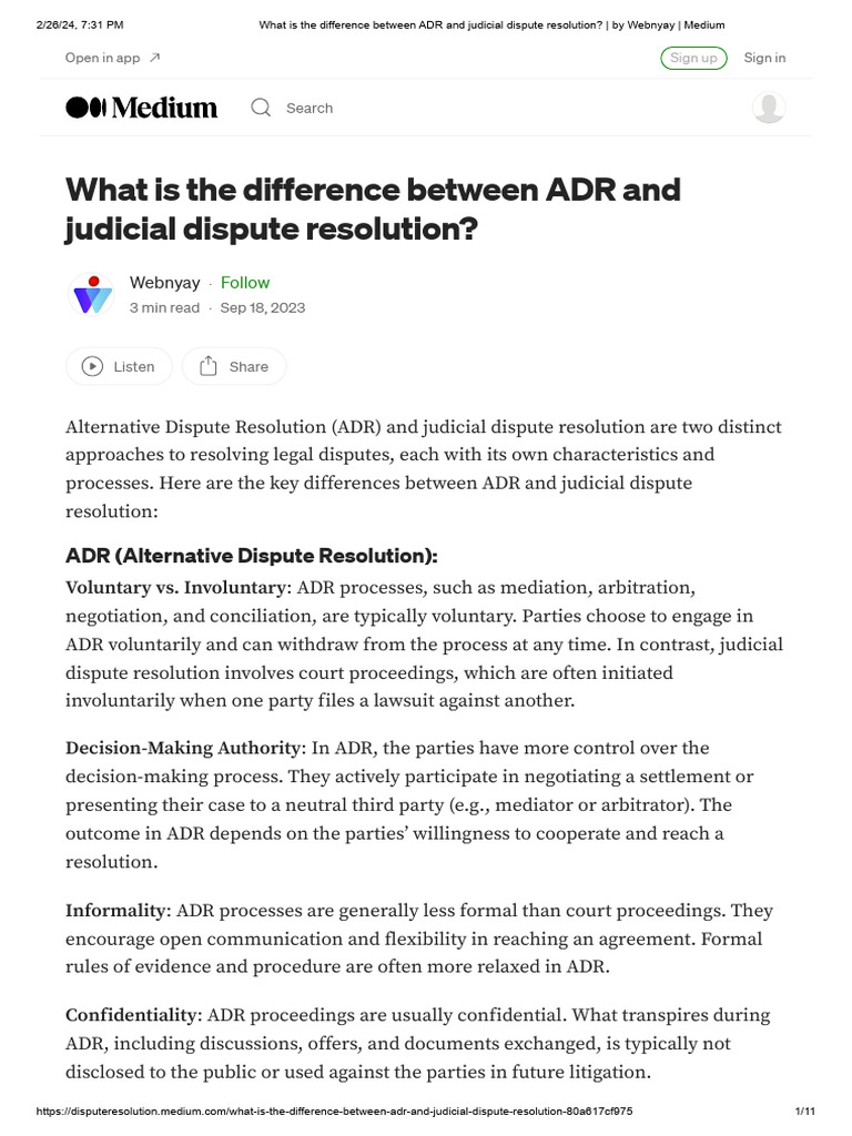 What is the difference between ADR and judicial dispute resolution ...