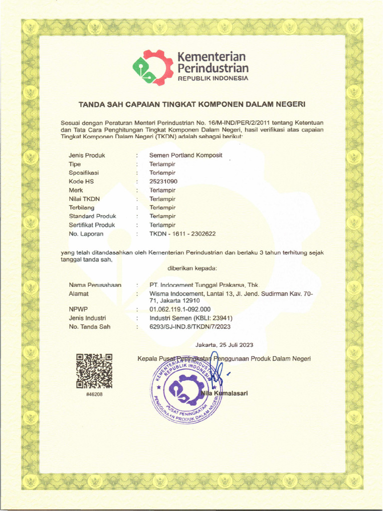 TKDN Semen Tiga Roda PCC, 2023-2026 | PDF