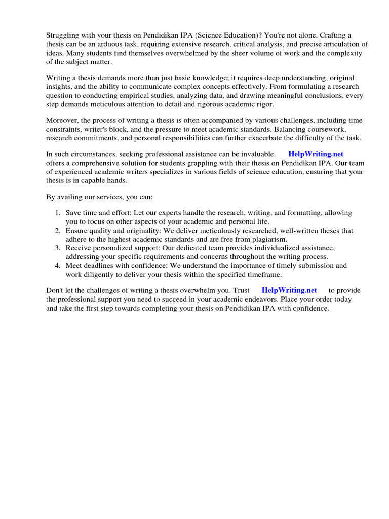 Thesis Pendidikan Ipa | PDF | Thesis | Cognition