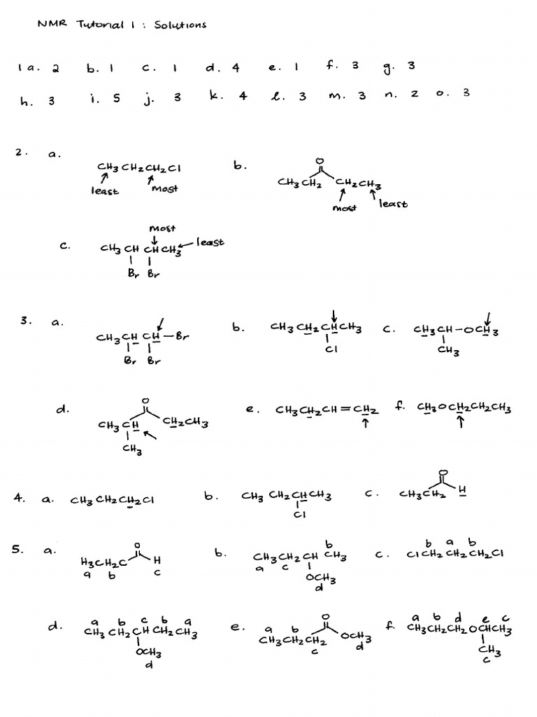NMR Tutorial 1 Solutions | PDF
