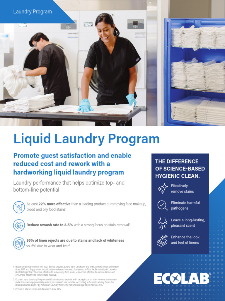 Eco Lab Liquid Laundry Program 5992604000623 Pr | PDF | Linens | Laundry