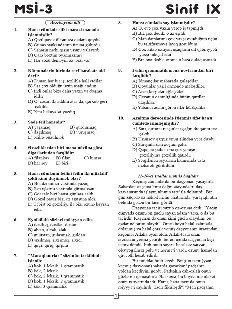 9-Cu Sinif Az Sektor - Buraxilis | PDF