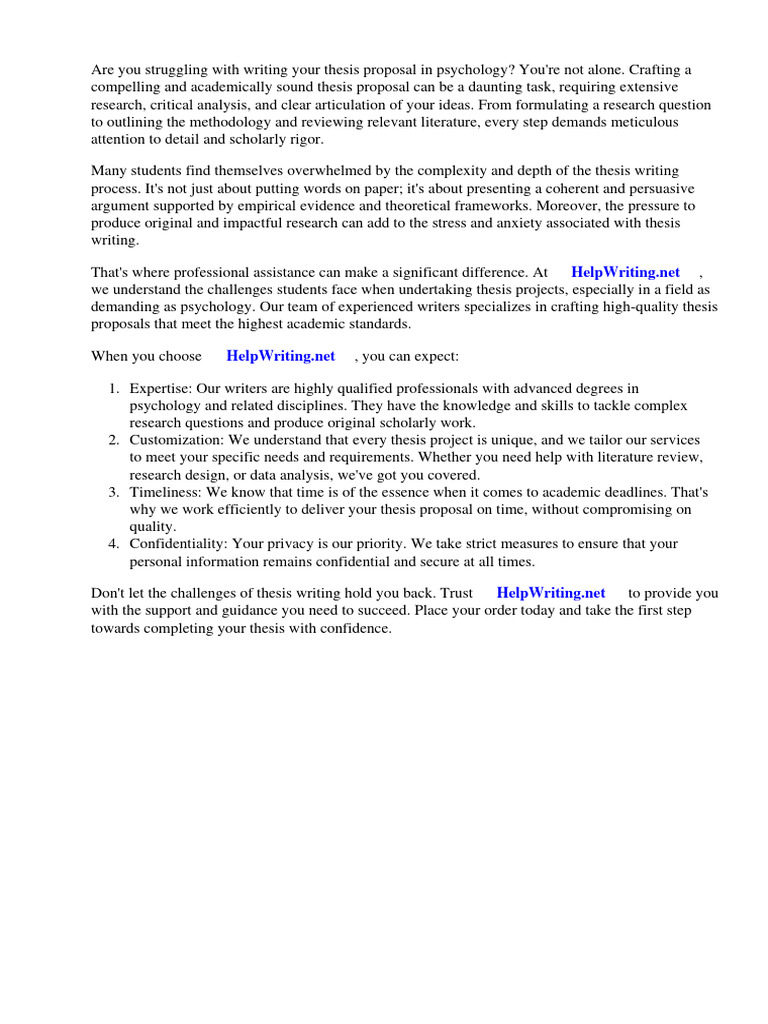 Sample Thesis Proposal in Psychology | PDF | Thesis | Essays