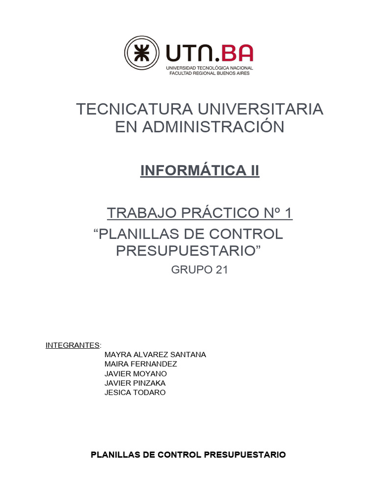 Informática II TP #1 | PDF | Presupuesto | Economias