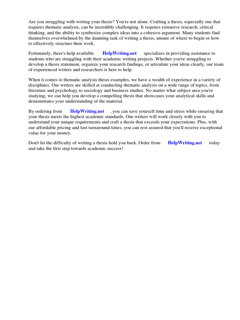 Thematic Analysis Thesis Example | PDF | Essays | Data
